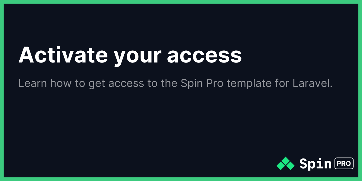 Activate your access - Spin Pro by Server Side Up
